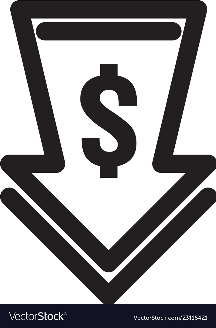 Dollar arrow decrease icon money symbol Royalty Free Vector