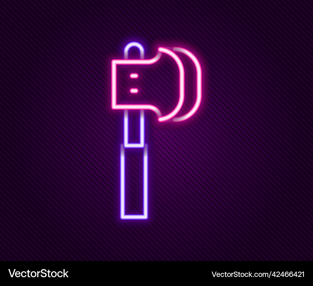 Glowing neon line wooden axe icon isolated Vector Image