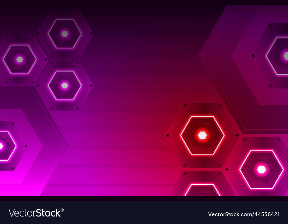 Gradient neon hexagonal background design Vector Image