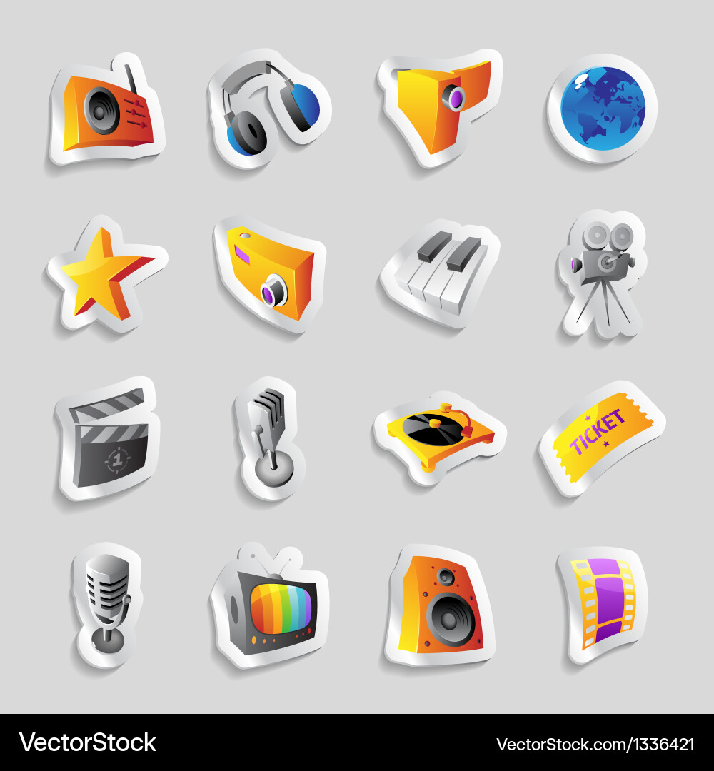 Icons for media and music Royalty Free Vector Image