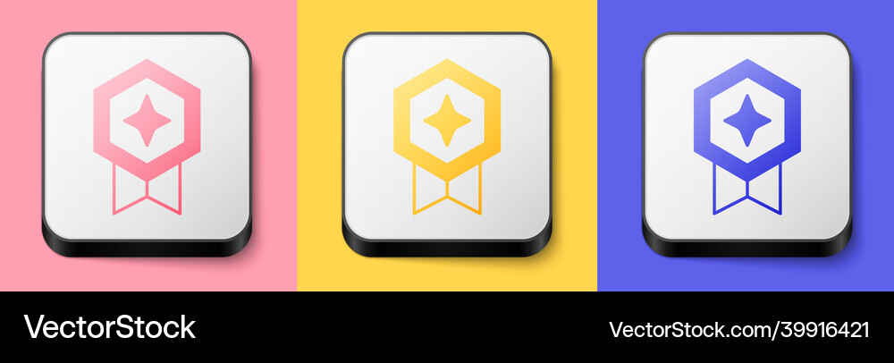 Isometric game rating with medal icon isolated Vector Image