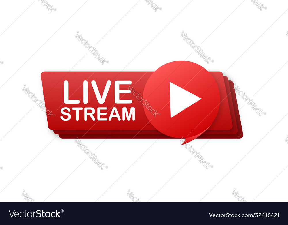 Live stream flat logo - red design element Vector Image