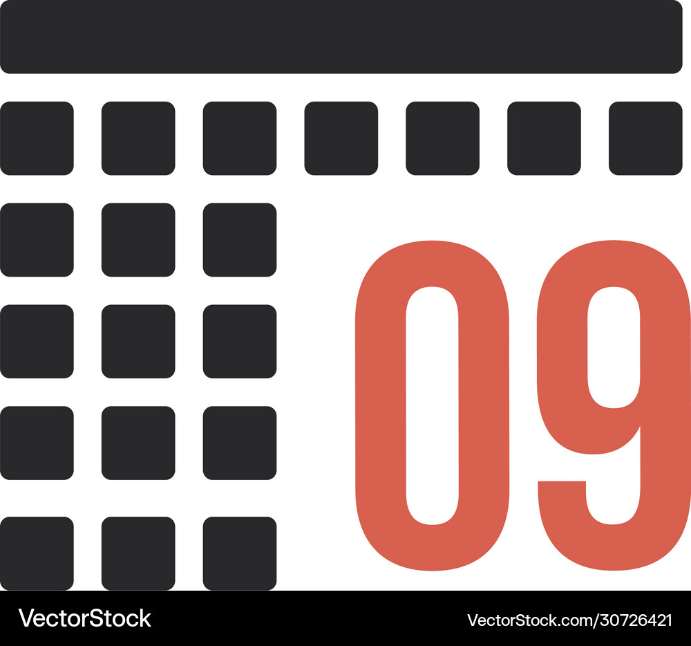 Month 9 september calendar organizer icon stock Vector Image