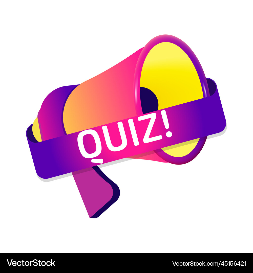 Quiz banner label badge icon with megaphone flat Vector Image