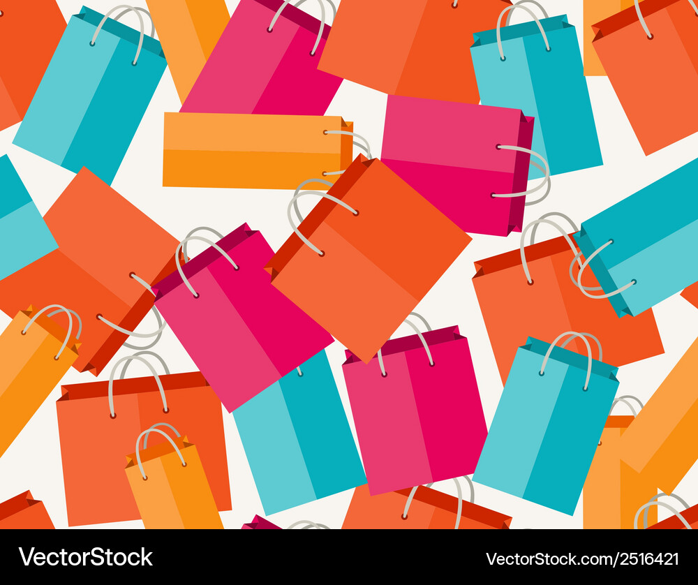 Sale seamless pattern with shopping bags in flat Vector Image
