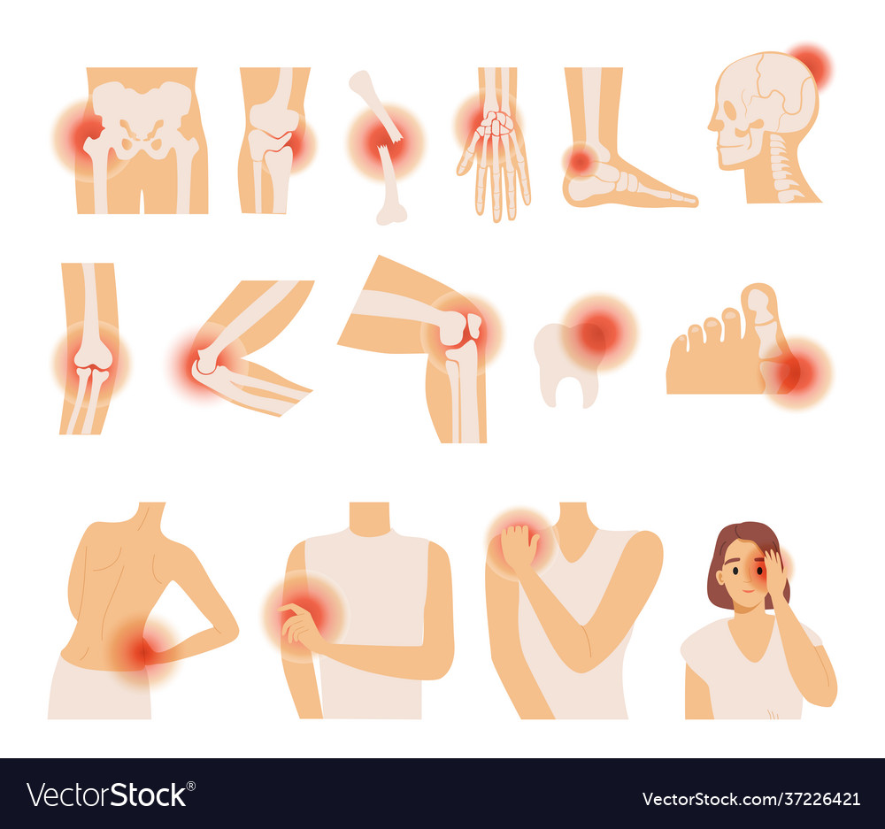 Set different body pain flat Royalty Free Vector Image