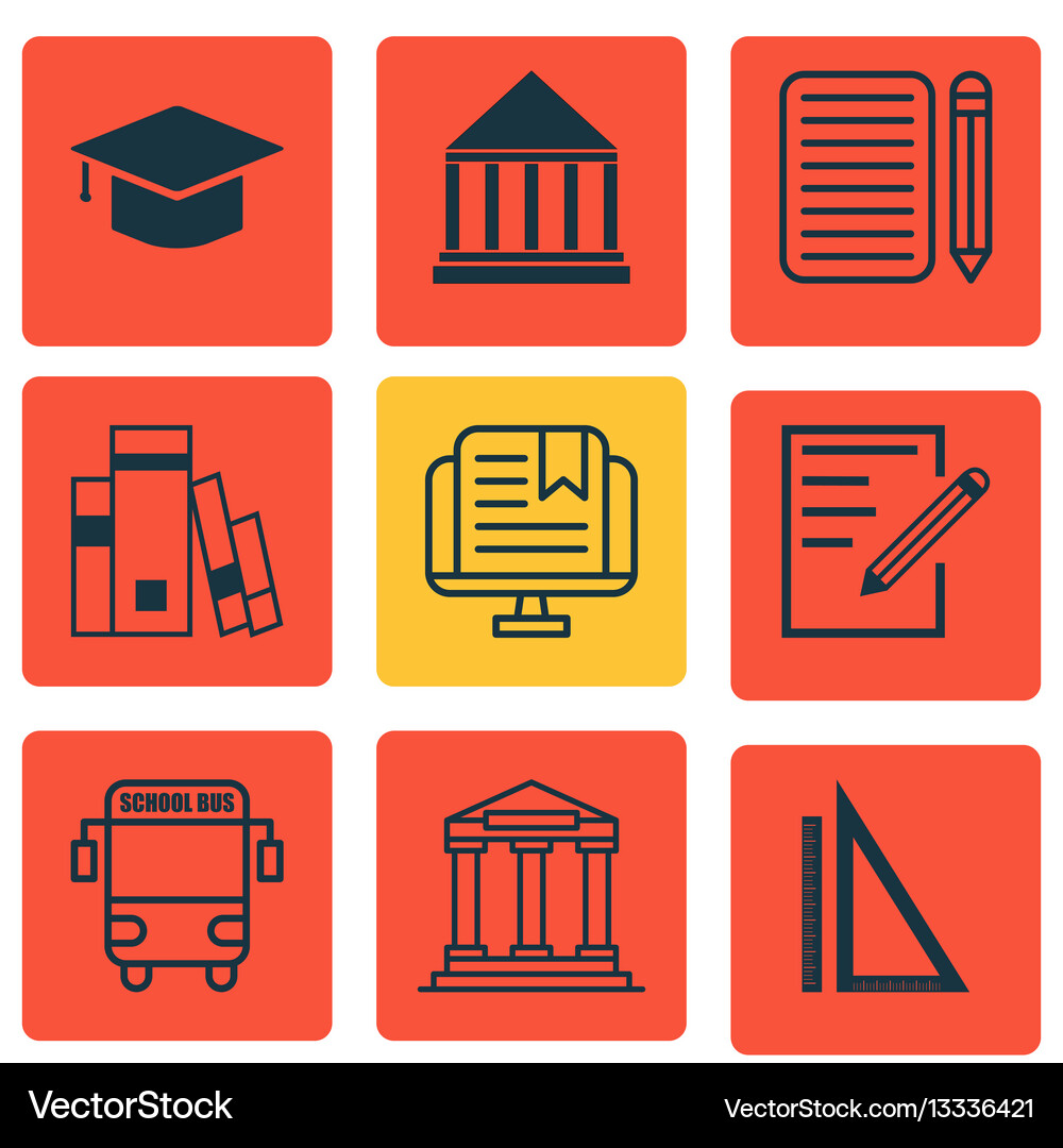 Set of 9 education icons includes measurement Vector Image