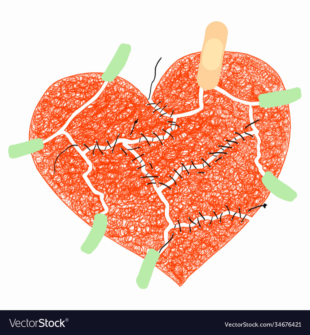 Stitched heart Royalty Free Vector Image - VectorStock