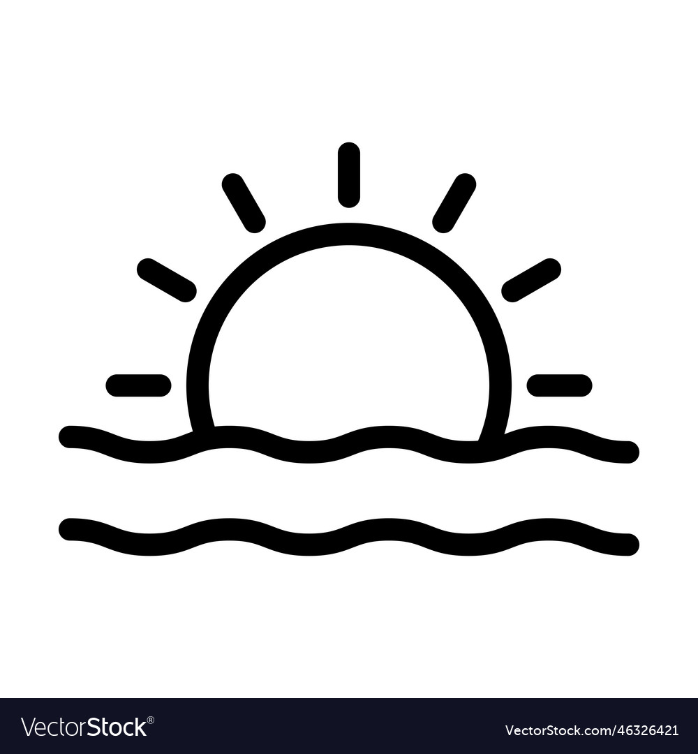 Sunset thick line icon for personal Royalty Free Vector