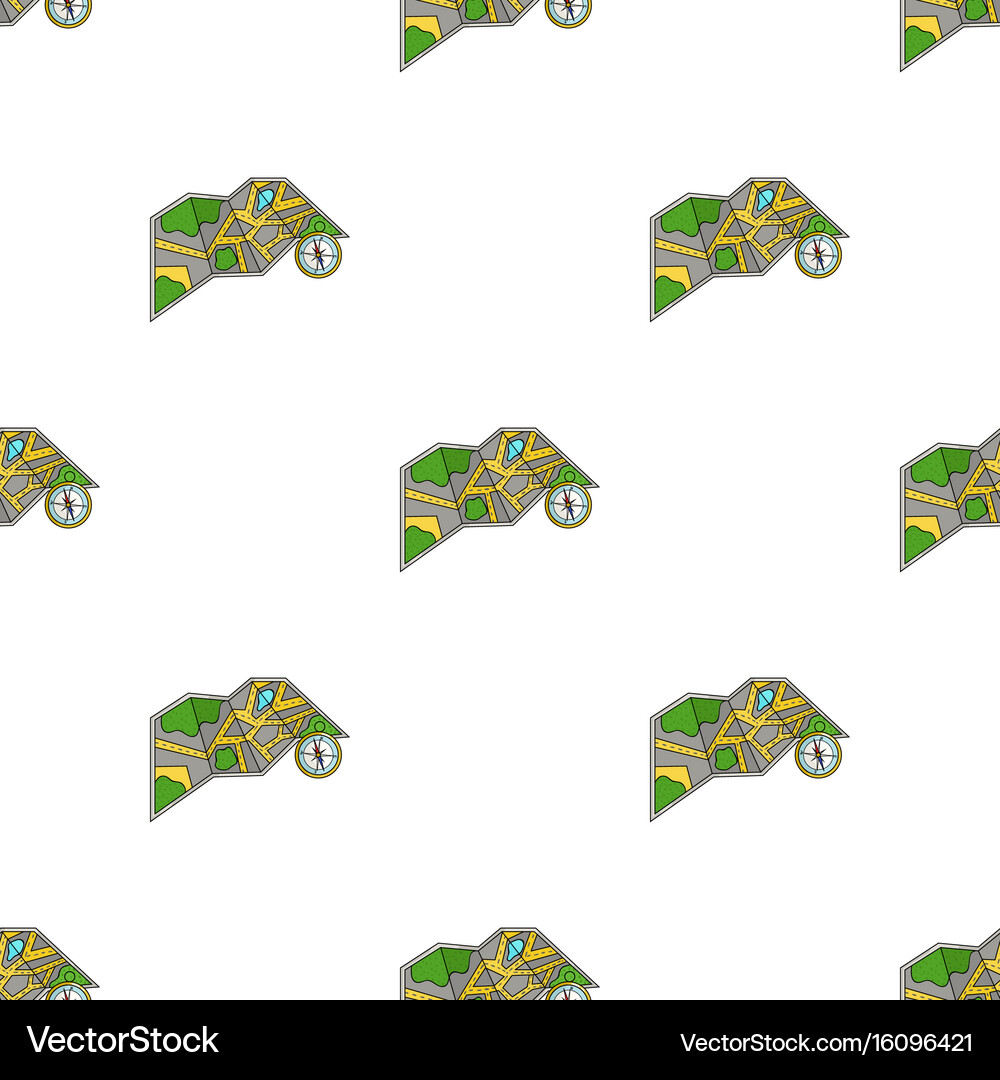 Travel map and compass icon in cartoon style Vector Image