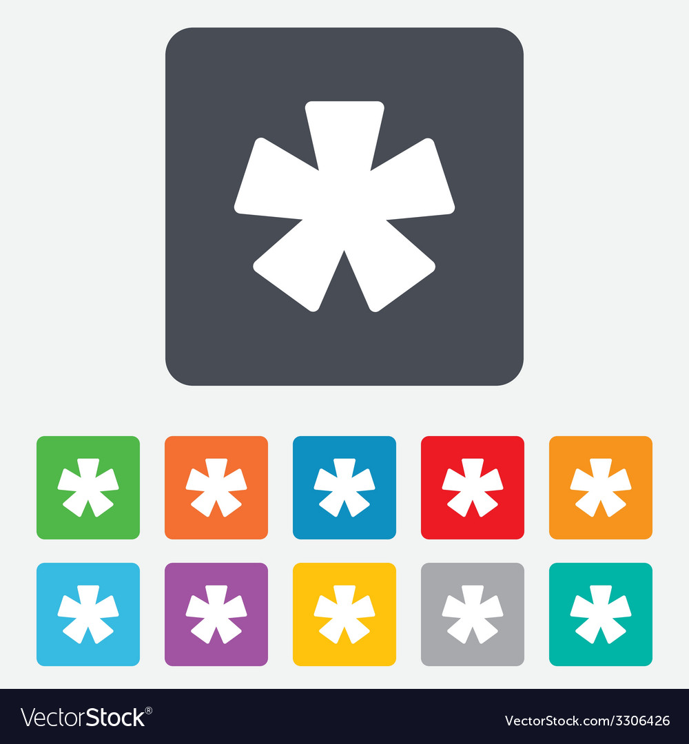Asterisk footnote sign icon star symbol Royalty Free Vector