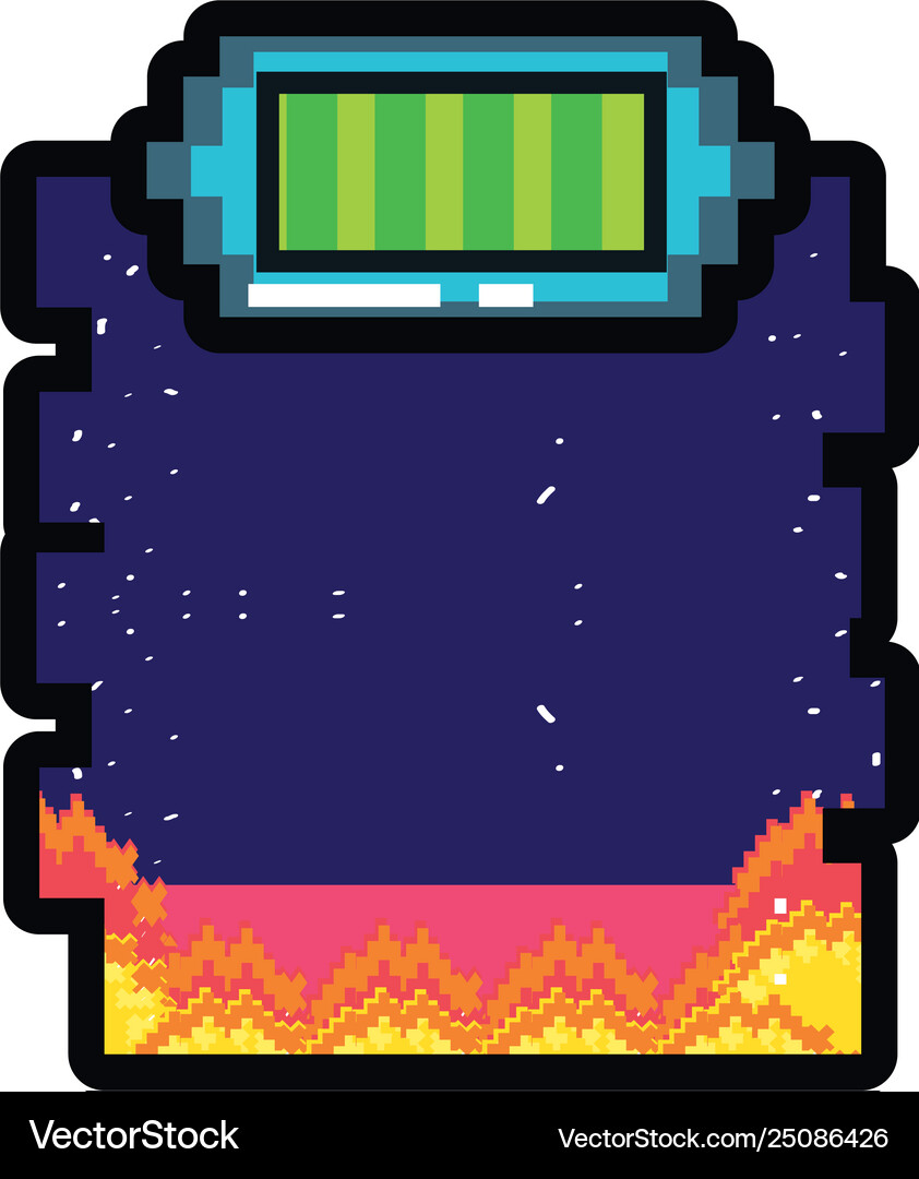 Battery power video game stage scene pixelated Vector Image