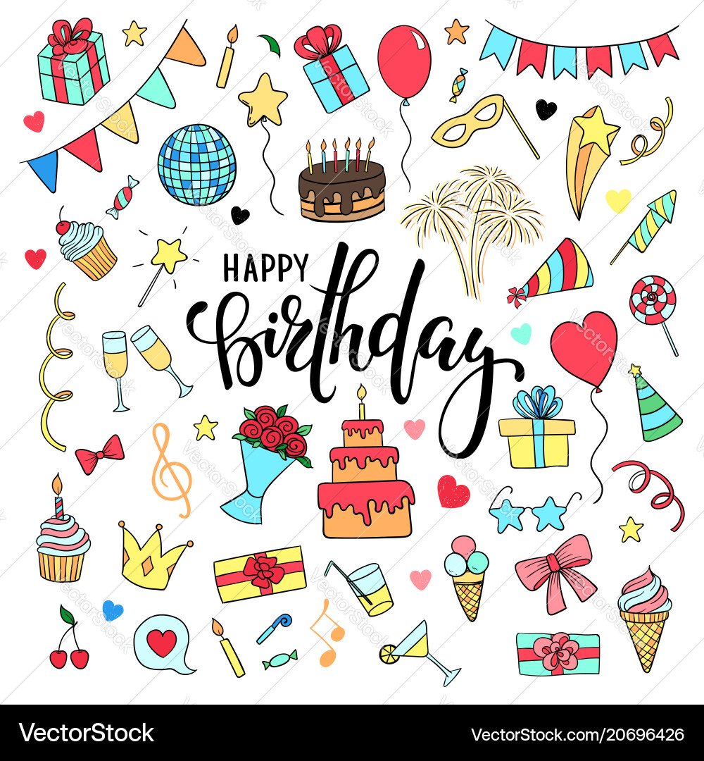 Big set of hand drawn doodle cartoon objects Vector Image