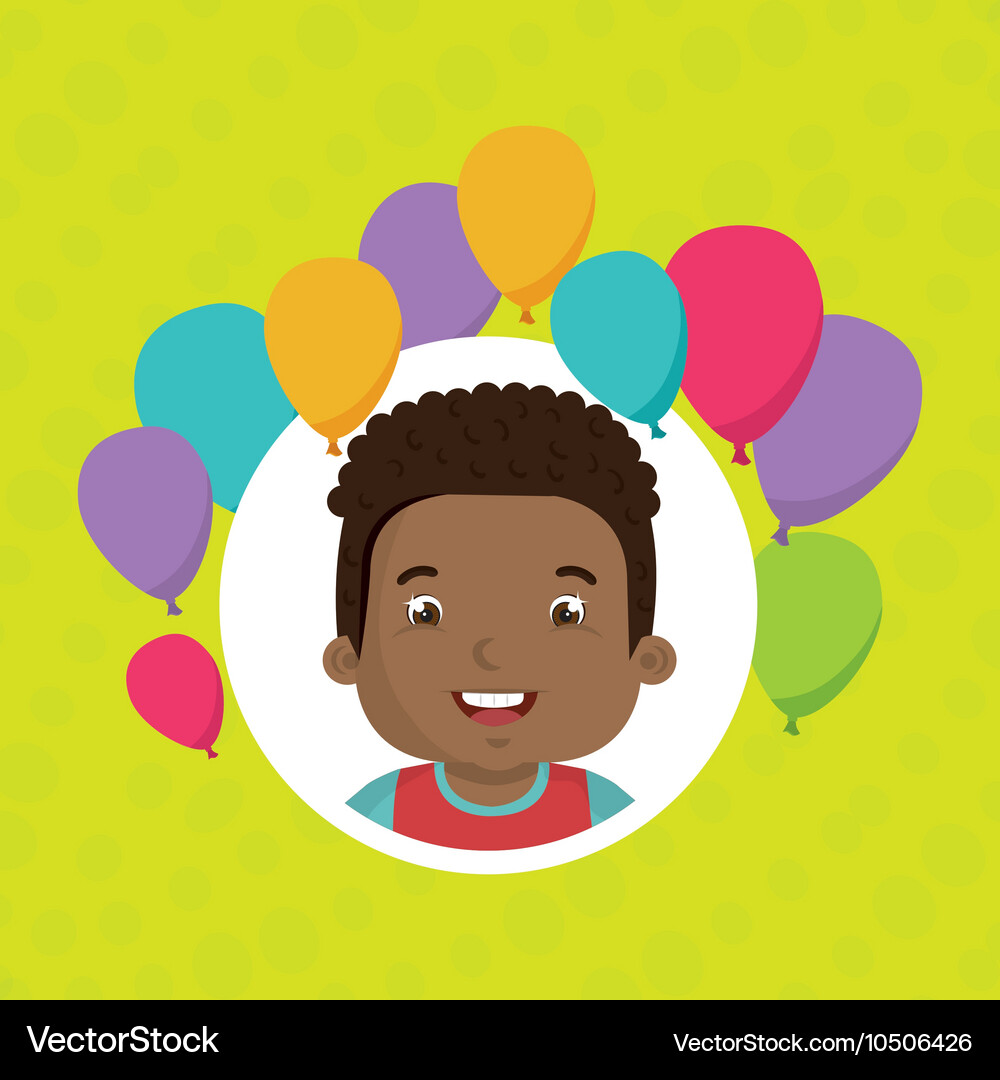 Boy balloons party cartoon Royalty Free Vector Image