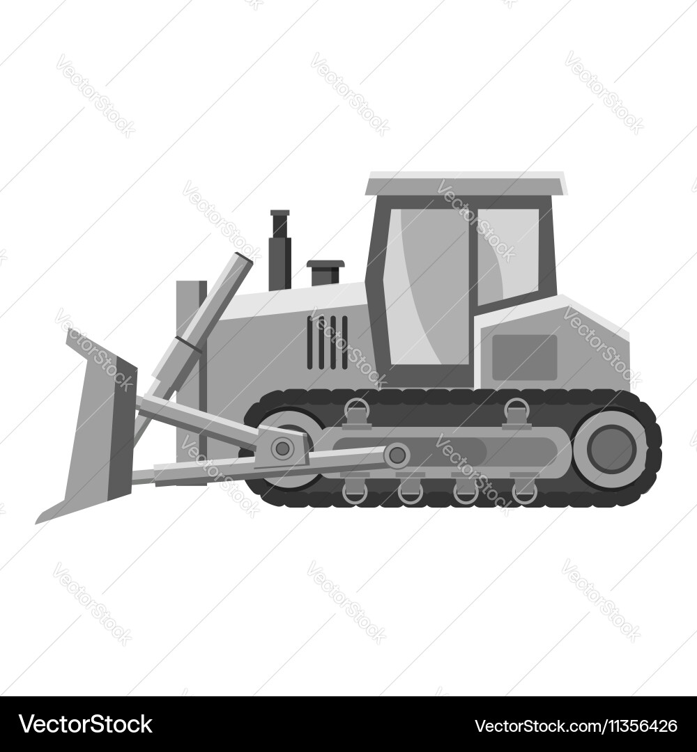 Bulldozer icon gray monochrome style Royalty Free Vector