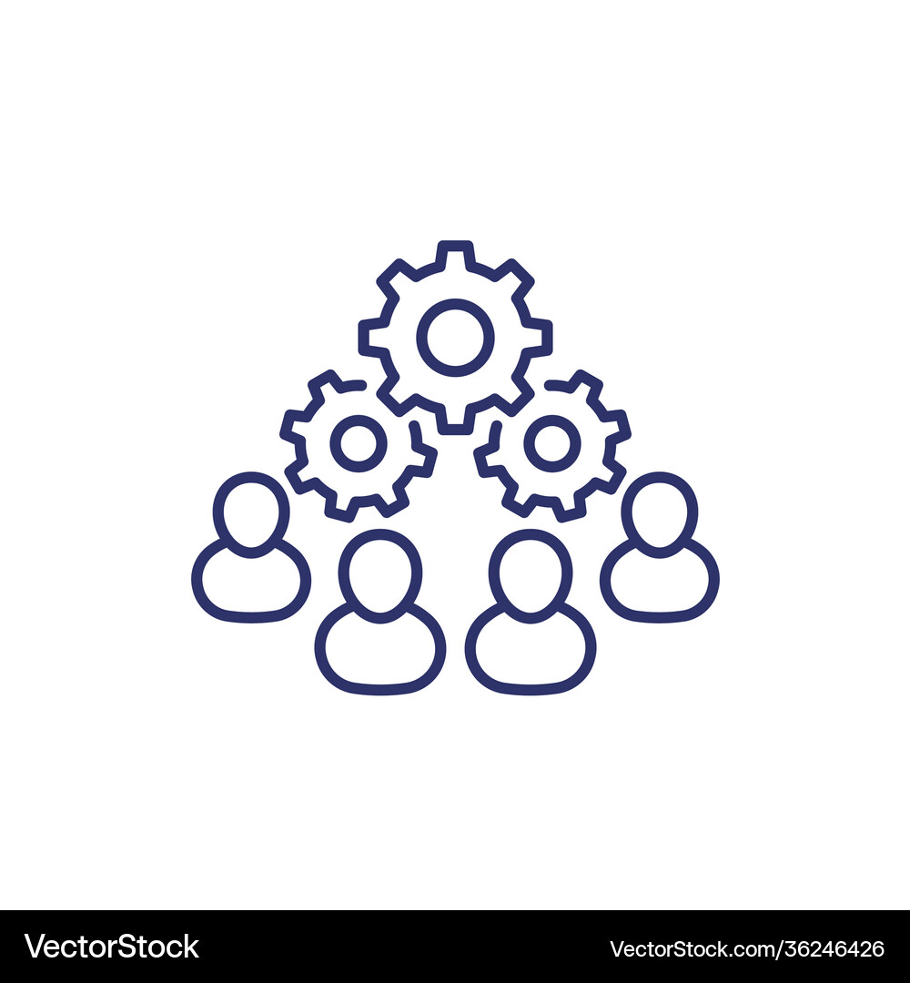 Cooperation and combined effort line icon on white