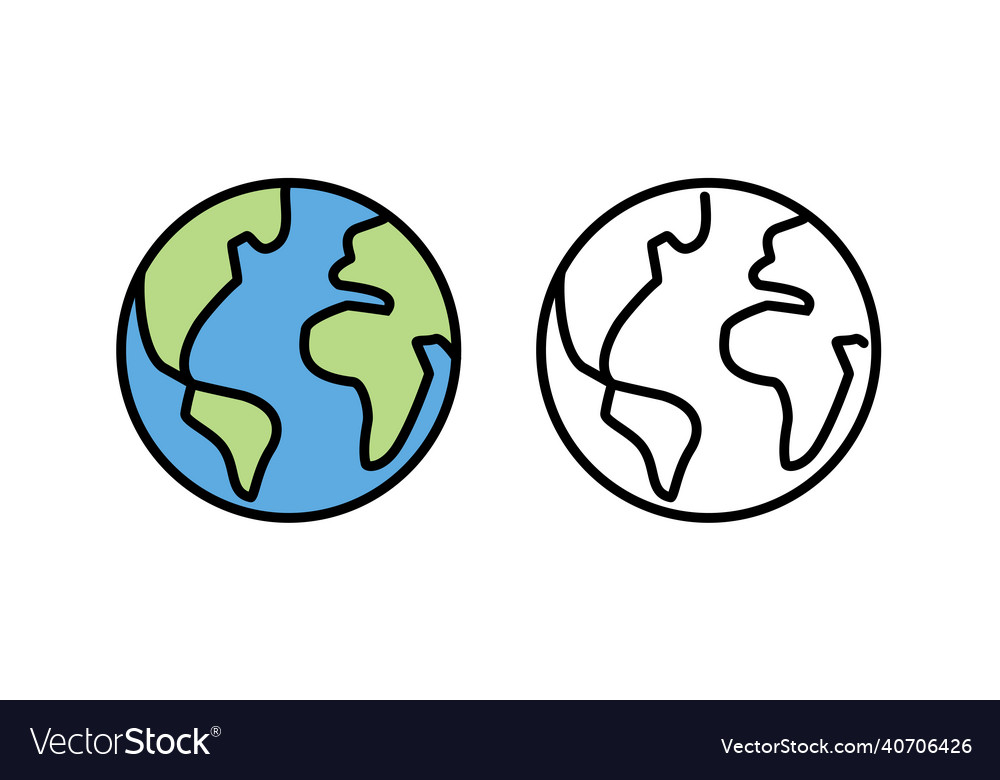 Earth icon in flat design world planet Royalty Free Vector