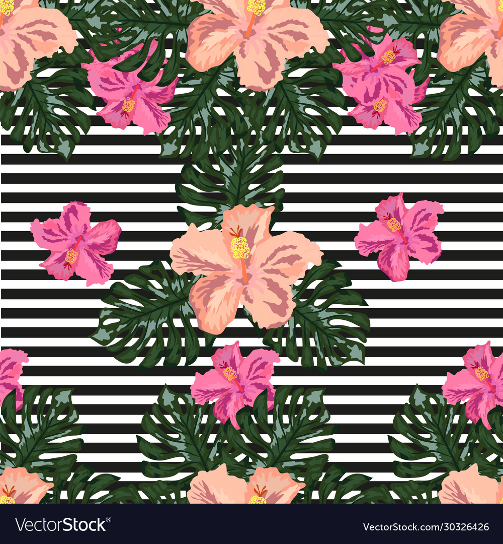 Exotic Seamless Pattern With Tropical Leaves Vector Image