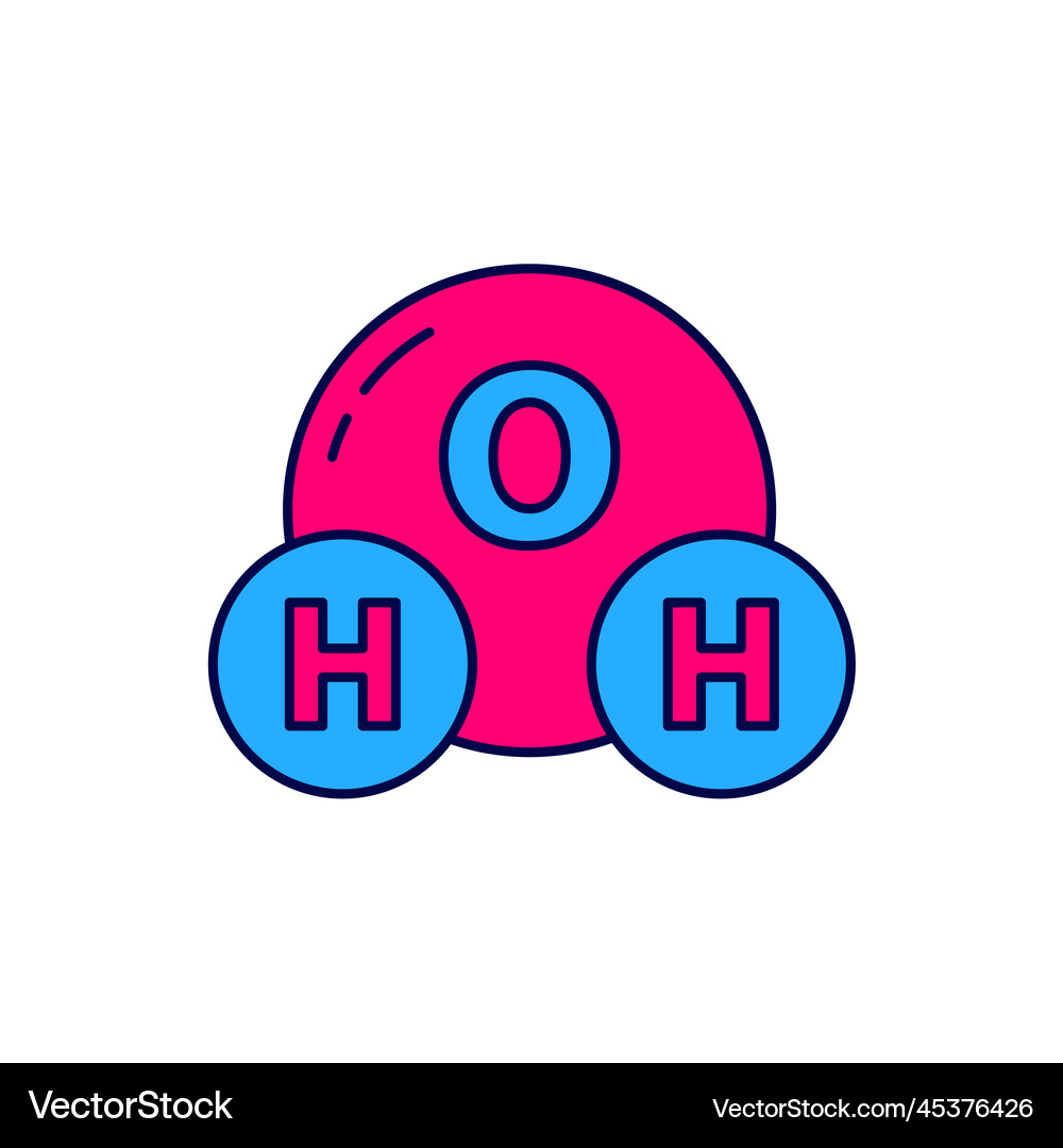 Filled outline chemical formula for water drops Vector Image