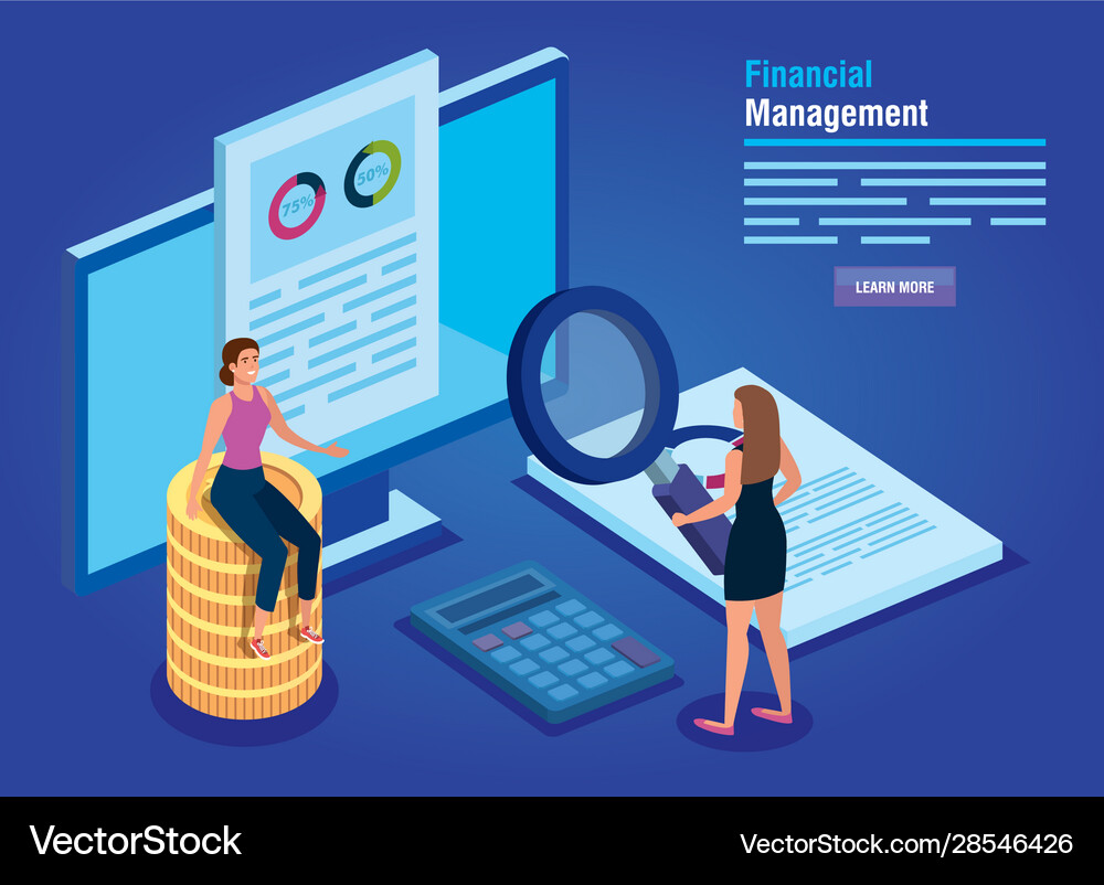 Financial management with computer and business Vector Image