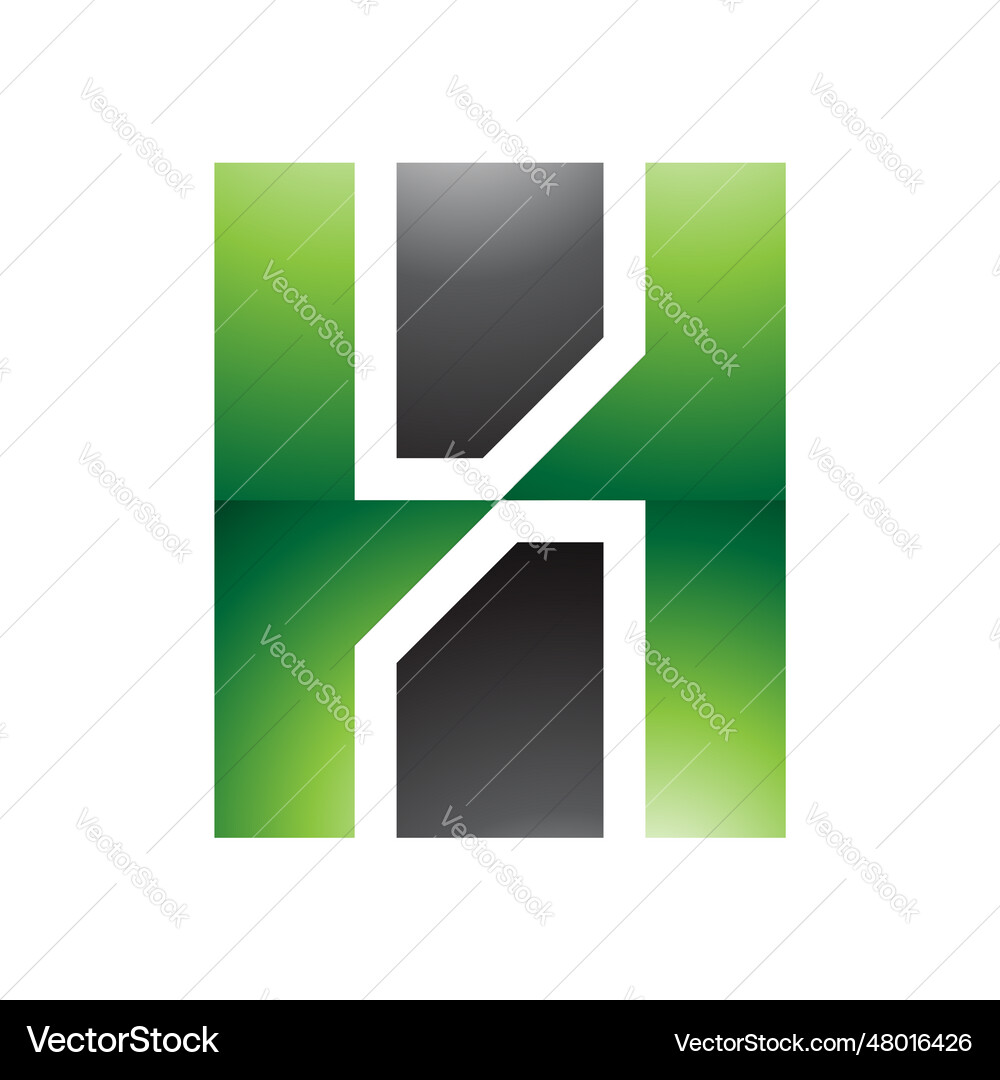 Green and black glossy letter h icon Royalty Free Vector