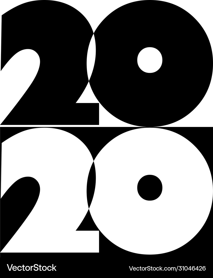 Happy new year 2020 icon on white background Vector Image