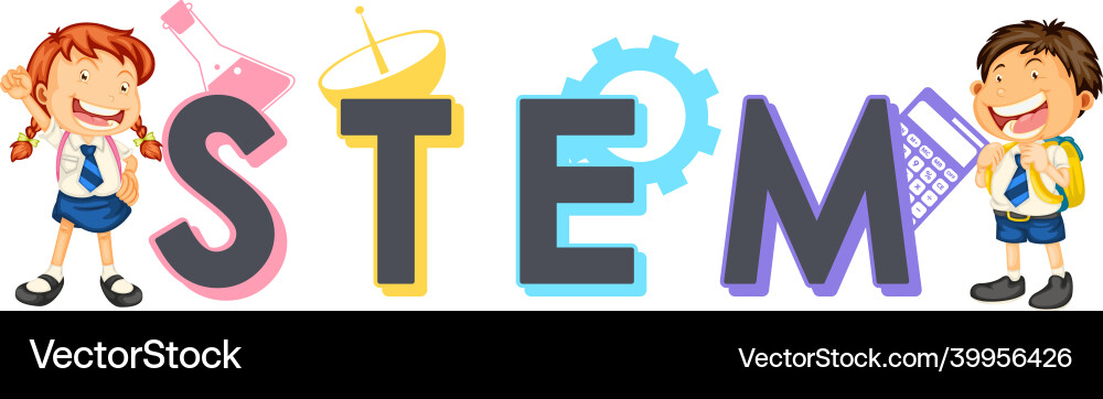 Little student cartoon character with stem Vector Image