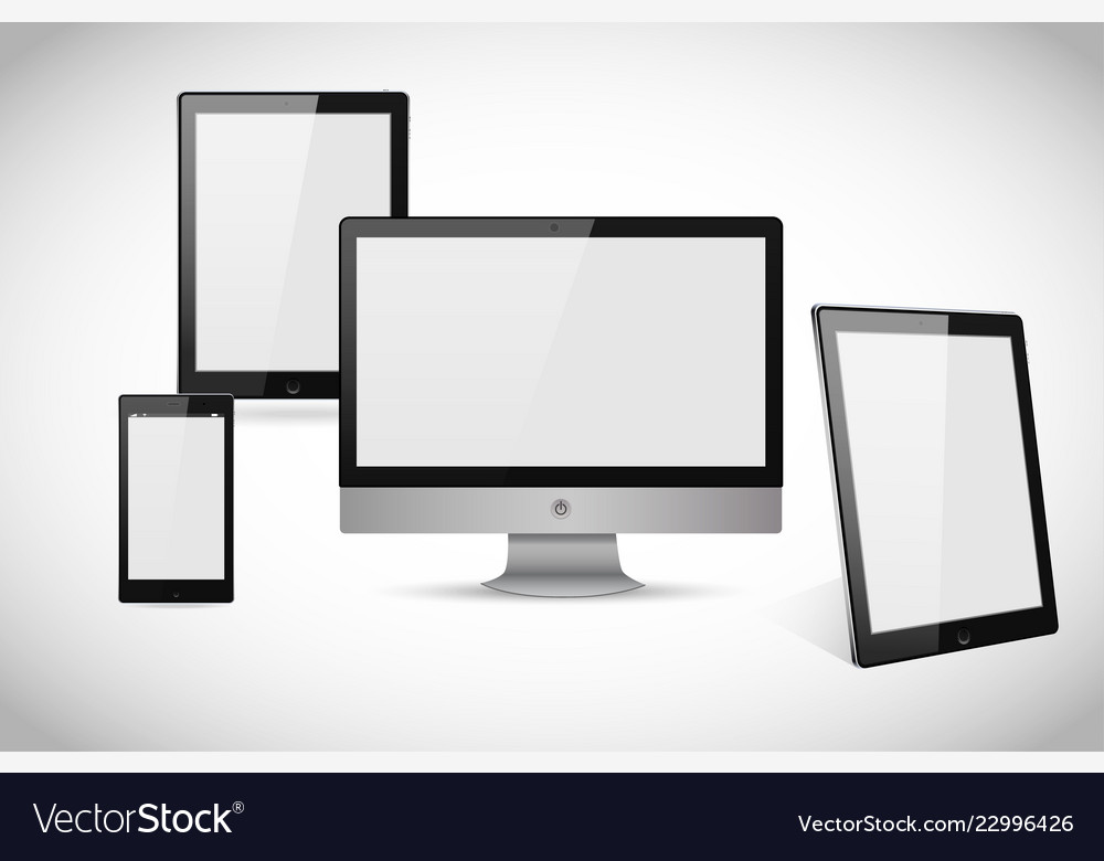 Realistic computer laptop tablet and smartphone Vector Image