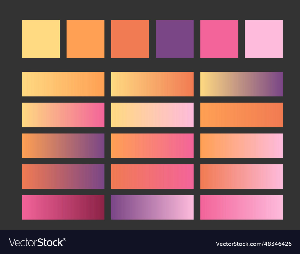 Set of 6 colors gradient samples from a Royalty Free Vector