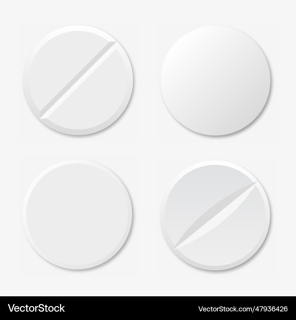 Set of different realistic pills on white Vector Image