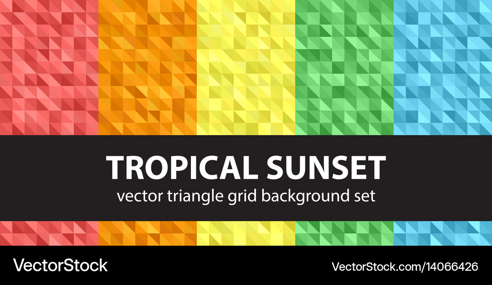 Triangle pattern set tropical sunset seamless Vector Image