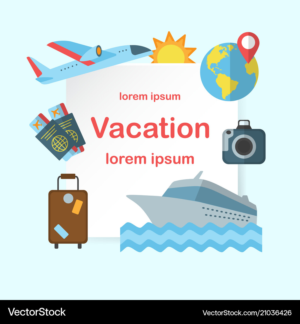 Vacation colorful flat poster Royalty Free Vector Image