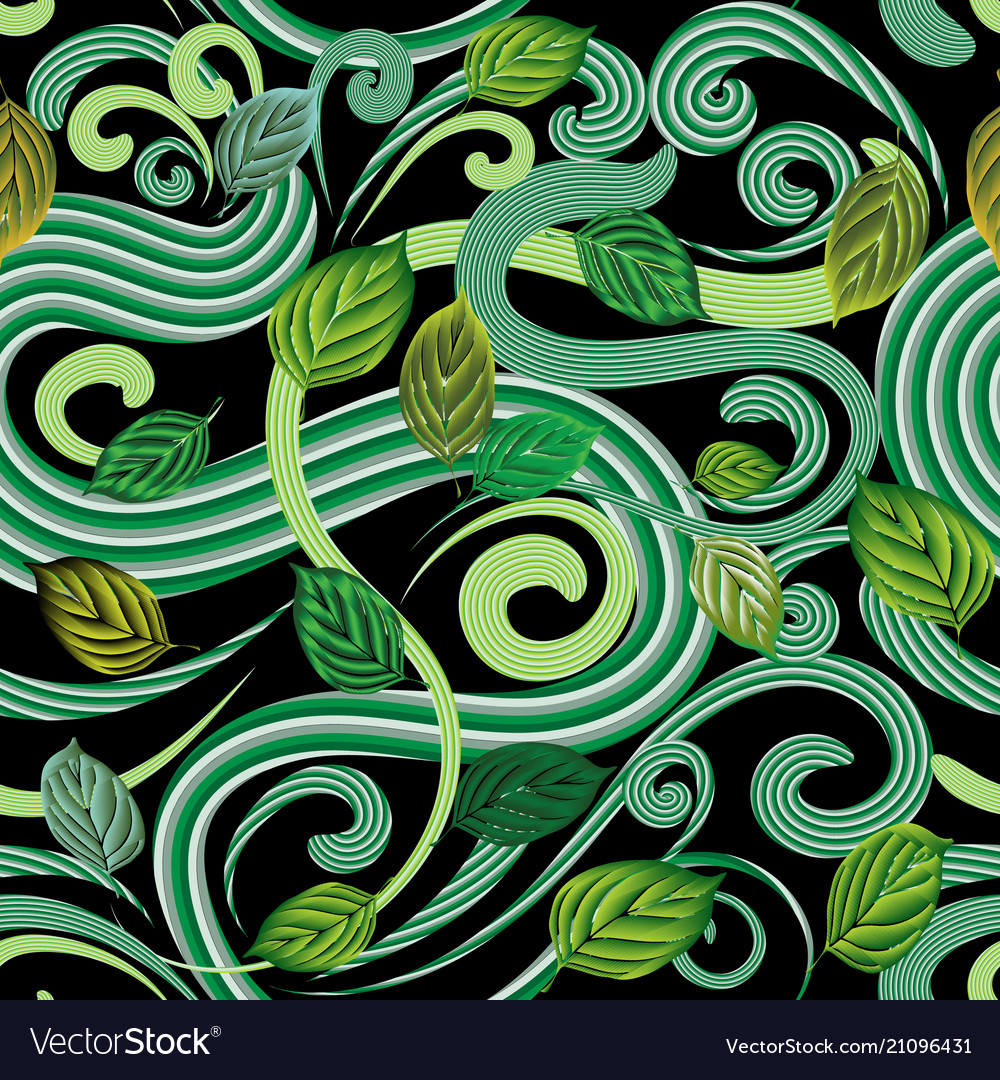 Abstract Green Leaves Seamless Pattern Royalty Free Vector