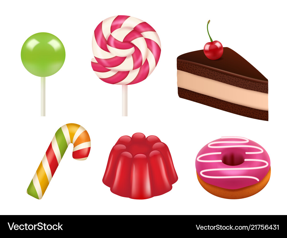 Candy realistic pictures caramel and chocolate Vector Image