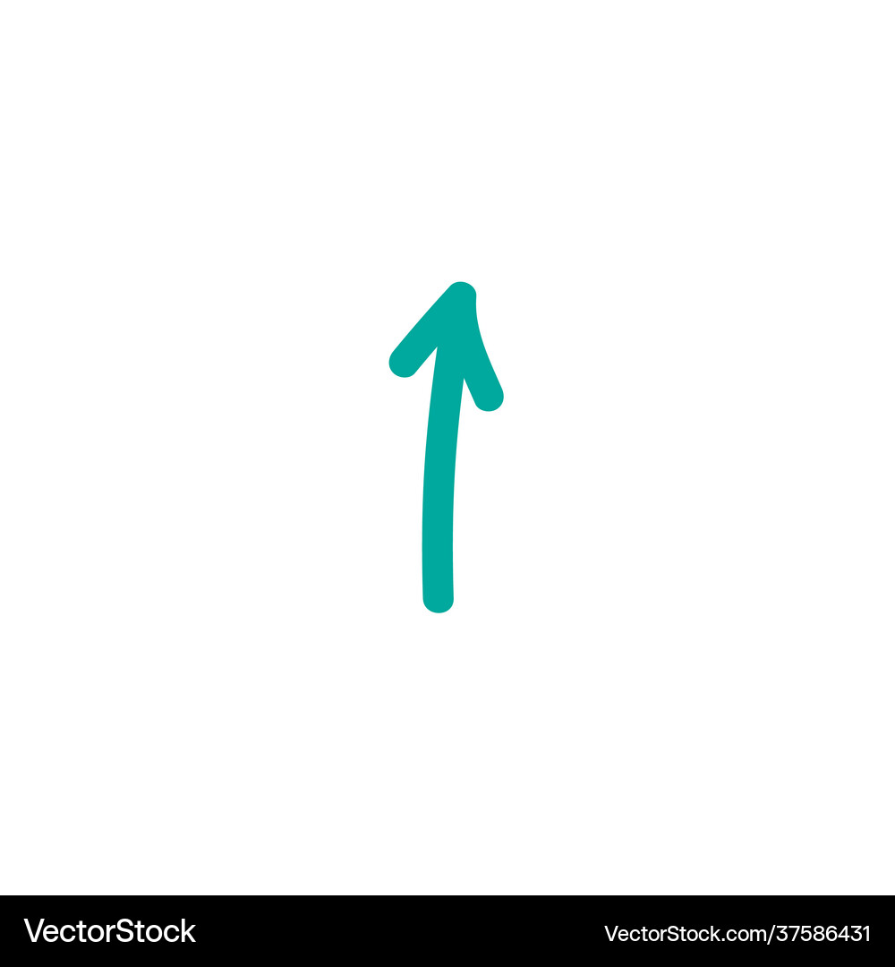 Cartoon rounded hand drawn arrow up in flat blue Vector Image