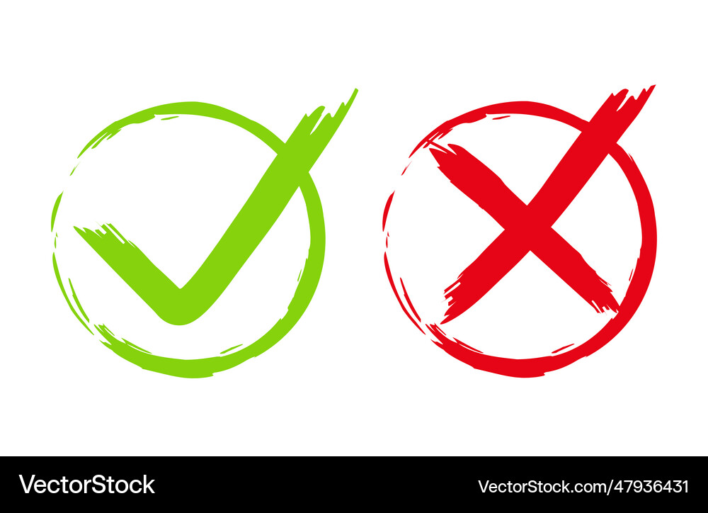 Check mark icon green and red yes or no Royalty Free Vector