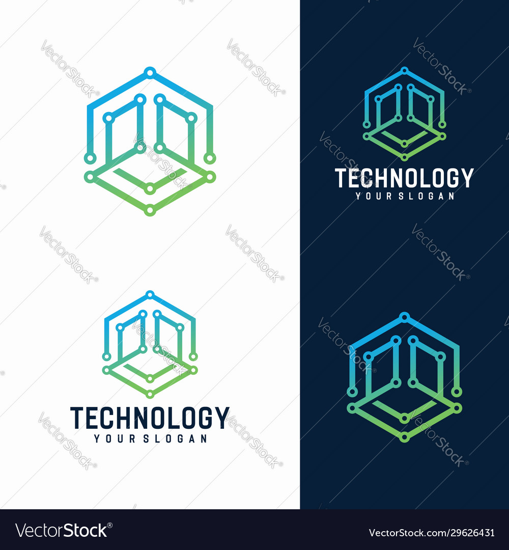 Hexagonal technology logo designs template Vector Image