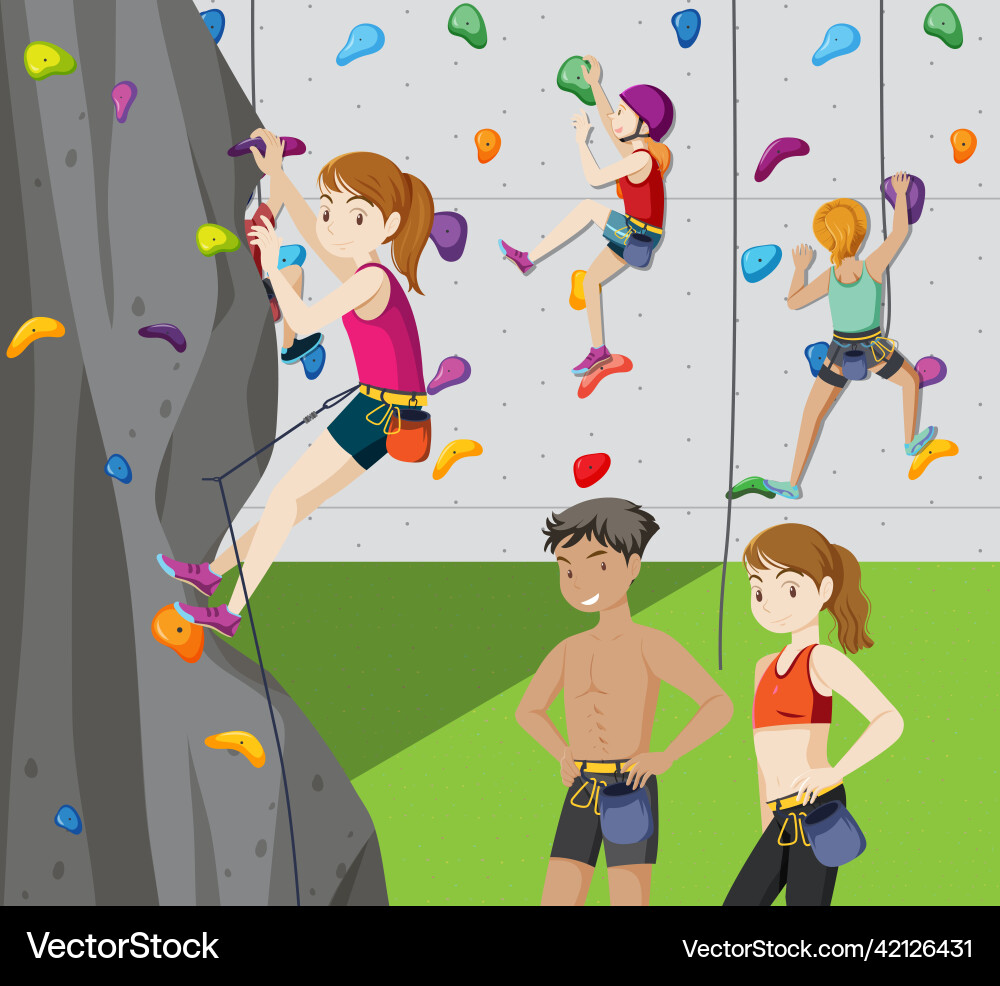 Indoor rock climbing gym Royalty Free Vector Image