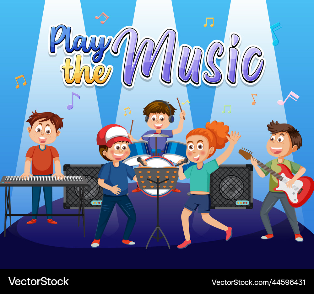 Play the music poster design Royalty Free Vector Image