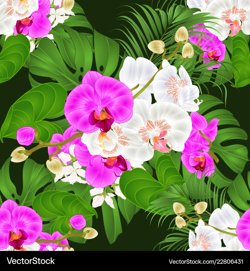 Seamless texture tropical flowers purple Vector Image