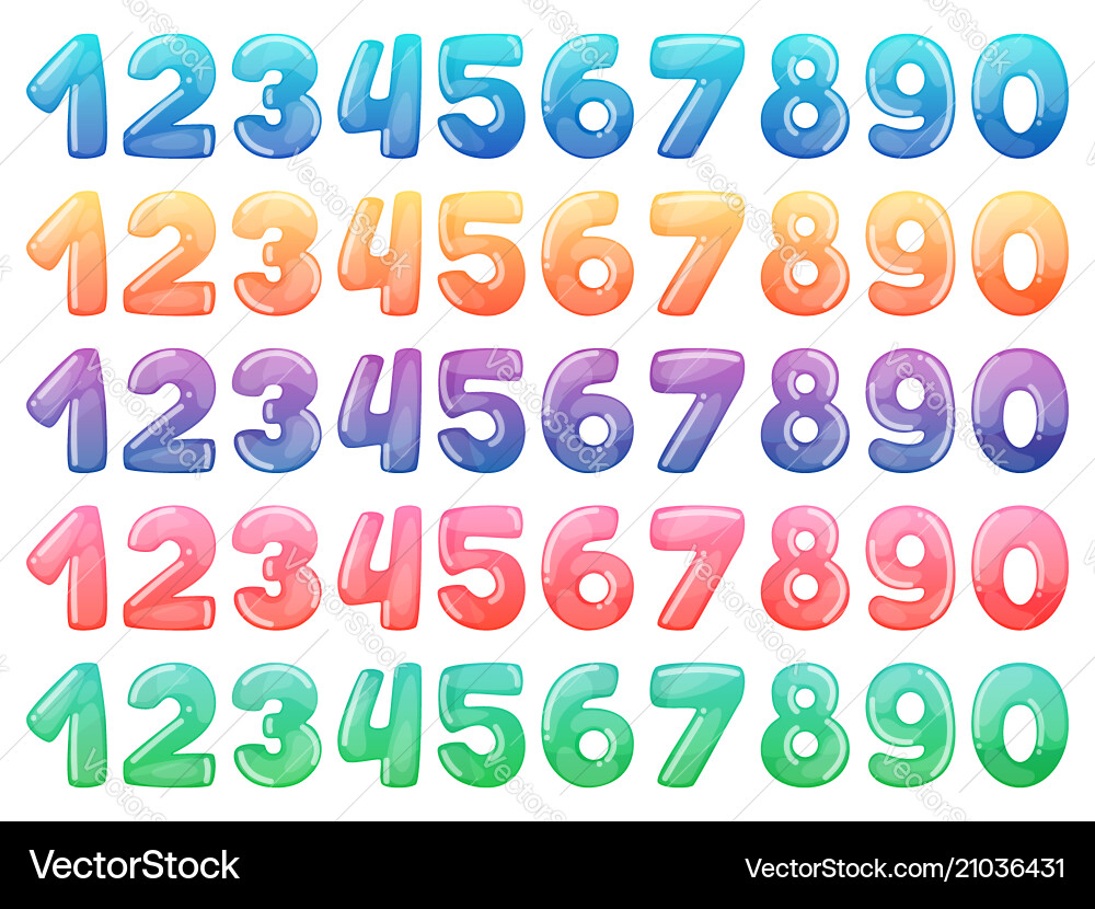 Set color cartoon numbers rainbow candy and Vector Image