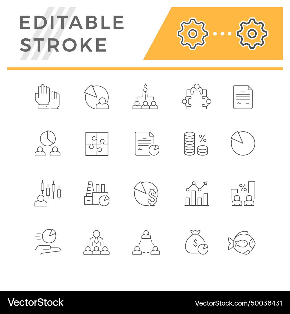 Set line icons of shareholder Royalty Free Vector Image