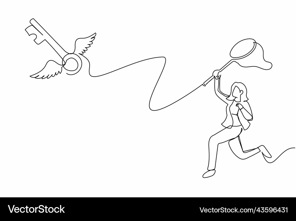 Single continuous line drawing businesswoman try Vector Image