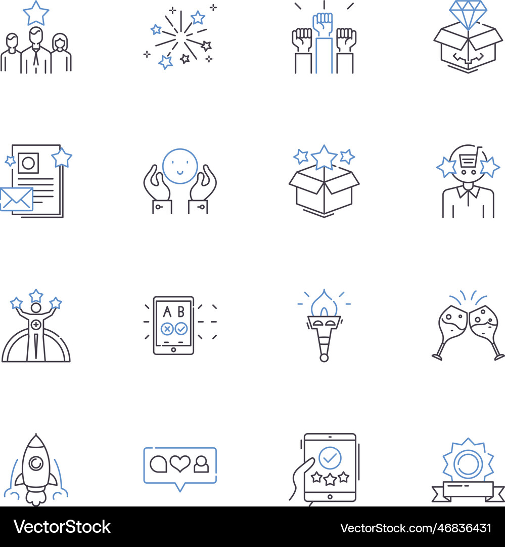 Stellar achievement line icons collection Vector Image