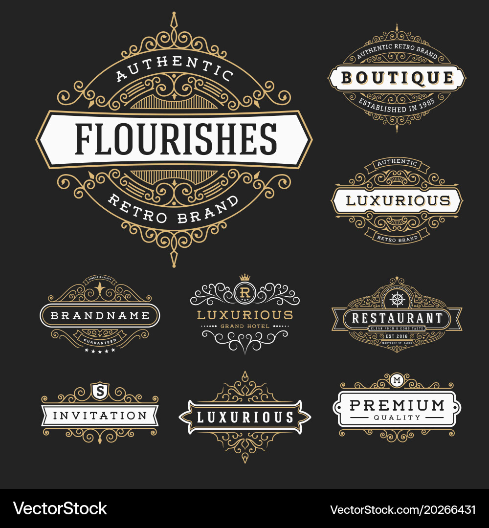 Vintage flourishes frame banner label Royalty Free Vector