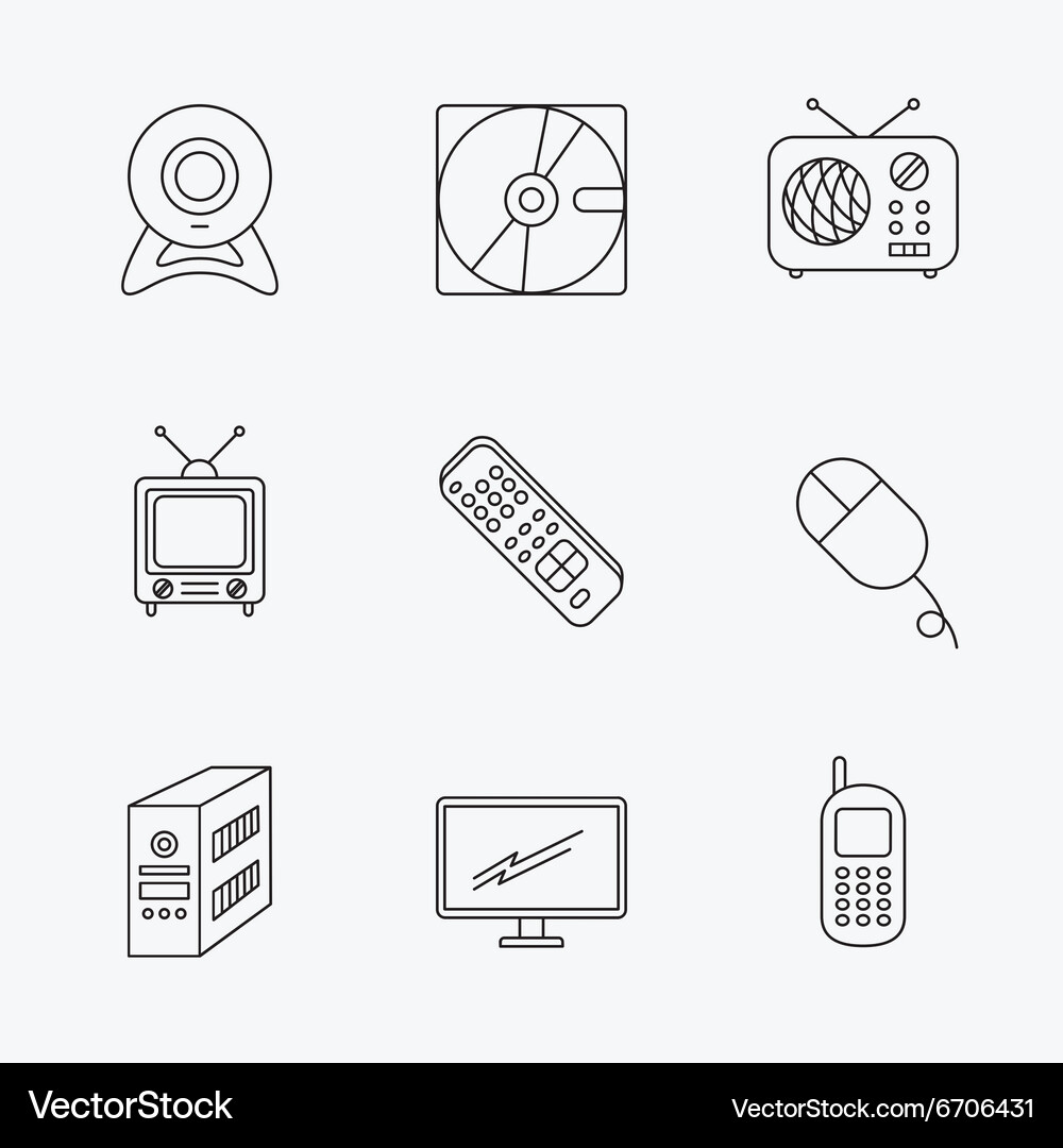 Web camera radio and mobile phone icons Royalty Free Vector