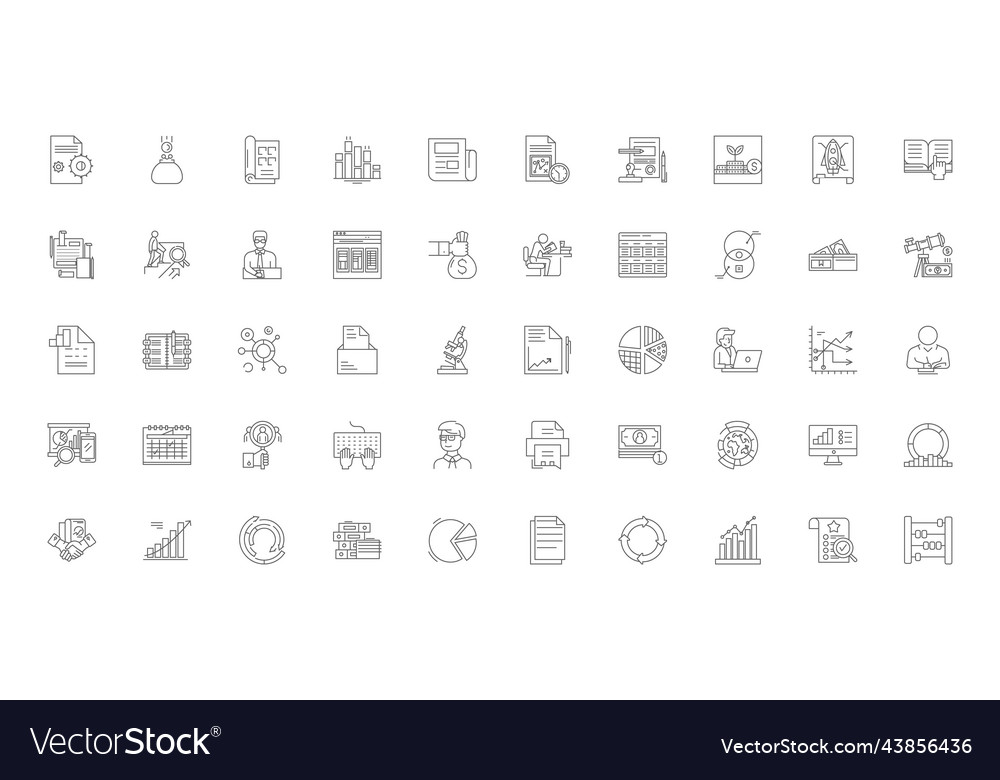 Analytics ideas linear icons line signs set Vector Image