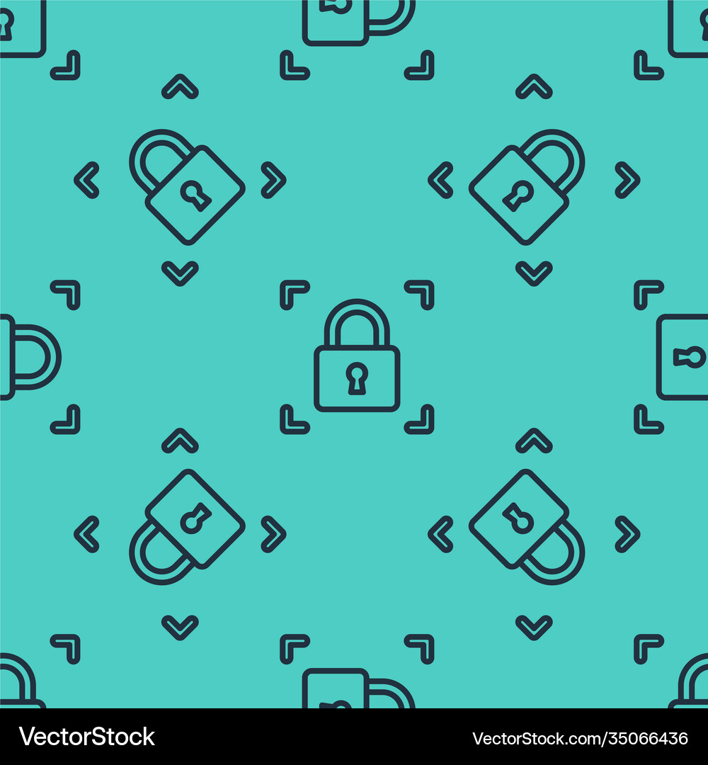 Black line fingerprint with lock icon isolated Vector Image