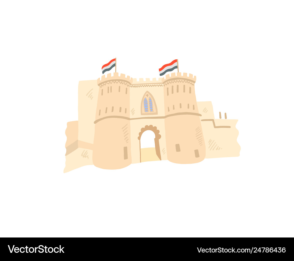 Cairo citadel hand drawing icon in minimalistic Vector Image