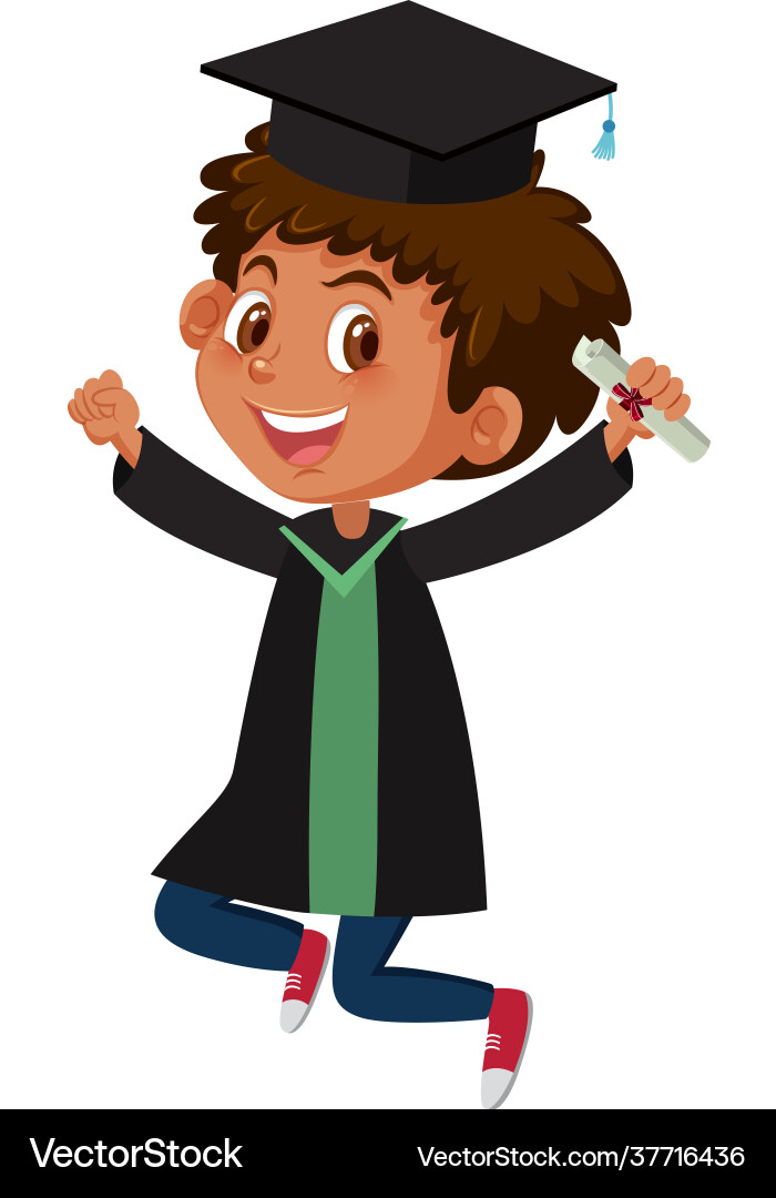 Cartoon character a boy wearing graduation Vector Image